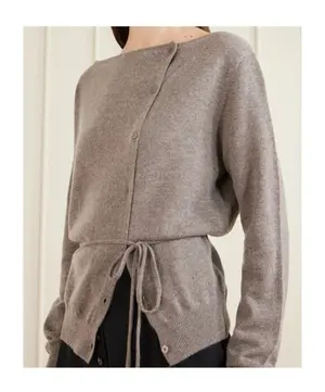 ST. AGNI Asymmetrical Belted Cashmere Cardigan