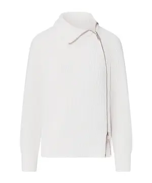 Liu Jo Wool Blend Sweater With Asymmetrical Zip And Lapel