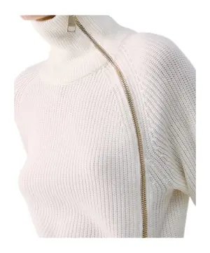Liu Jo Wool Blend Sweater With Asymmetrical Zip And Lapel