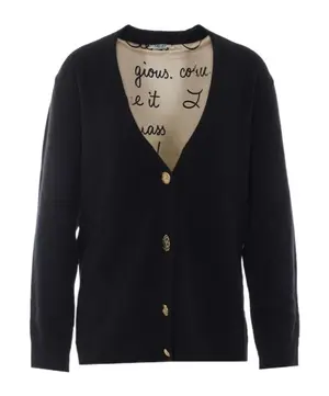 Liu Jo Jewel Button V-neck Cardigan - Black