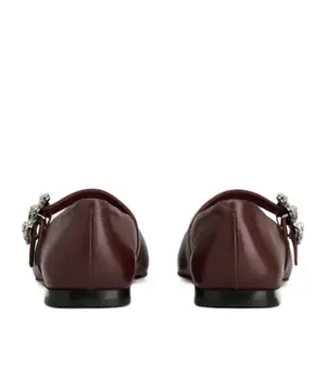 ROGER VIVIER Efflorescence Mary Jane Flats With Crystal Buckle - Burgundy