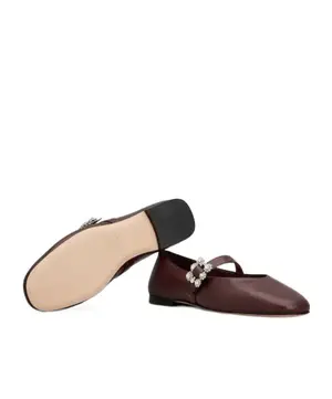 ROGER VIVIER Efflorescence Mary Jane Flats With Crystal Buckle - Burgundy
