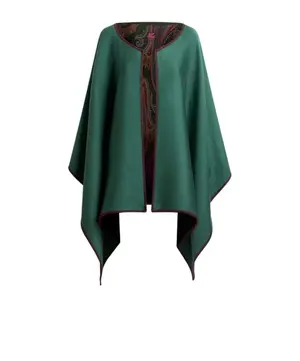 Etro Reversible Wool Cape With Degradé Paisley Motif