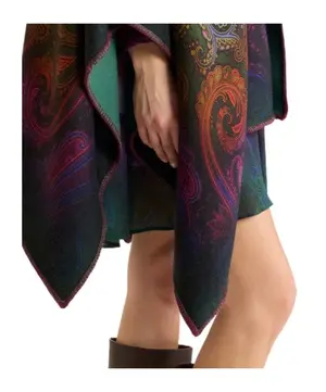 Etro Reversible Wool Cape With Degradé Paisley Motif