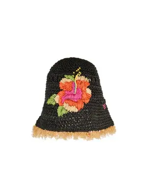Etro Floral-embroidered Raffia Bucket Hat