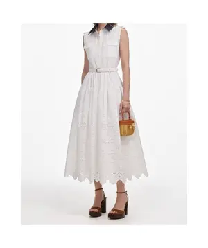 SELF-PORTRAIT Sleeveless Belted Midi Dress
