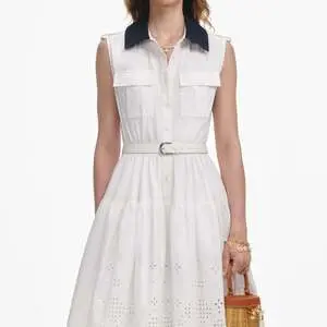 SELF-PORTRAIT Sleeveless Belted Midi Dress