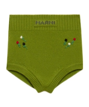 Marni Hand-embroidered Wool-cashmere Briefs - Green