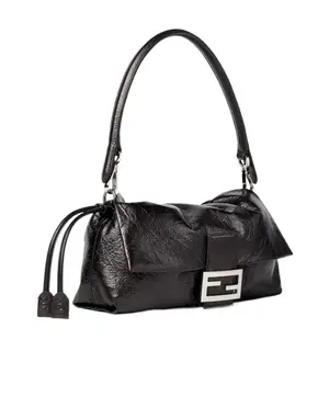 Fendi Baguette Soft Medium Crackled Leather Bag