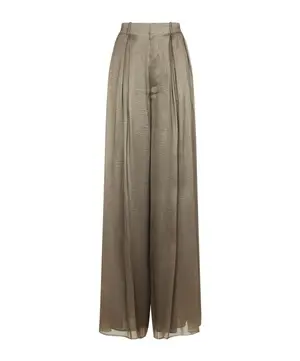 Ralph Lauren Greer Pleated Lamé Wide-leg Trousers - Bronze