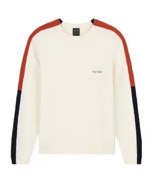 Armani Exchange Long-sleeved Color-blocked Knit Sweater - Off-white