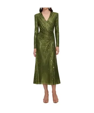 SELF-PORTRAIT Wrap Midi Dress - Green