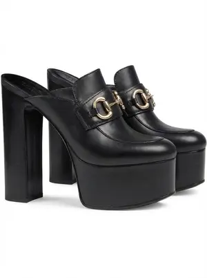 Gucci Platform Mule With Horsebit - Black