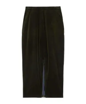 JIL SANDER Front-slit Velvet Midi Skirt - Utility