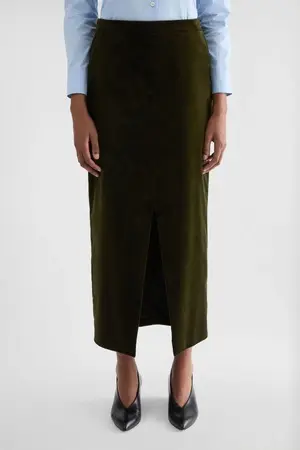 JIL SANDER Front-slit Velvet Midi Skirt