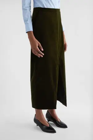 JIL SANDER Front-slit Velvet Midi Skirt