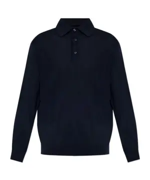 Paul & Shark Long Sleeve Knitted Polo Shirt - Black