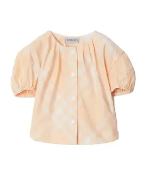 Burberry Checked Cotton Blouse - Nude