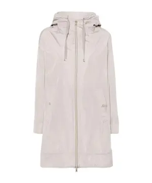 Herno Zip-up Drawstring Long Coat - White