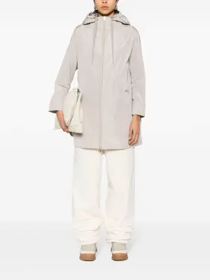Herno Long Zip-up Coat With Drawstring Hood