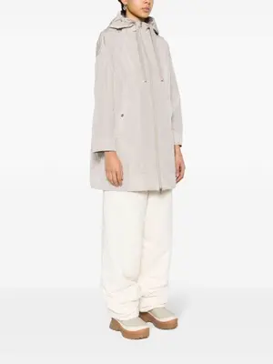 Herno Long Zip-up Coat With Drawstring Hood