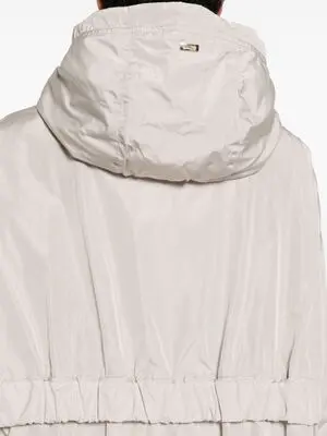 Herno Long Zip-up Coat With Drawstring Hood