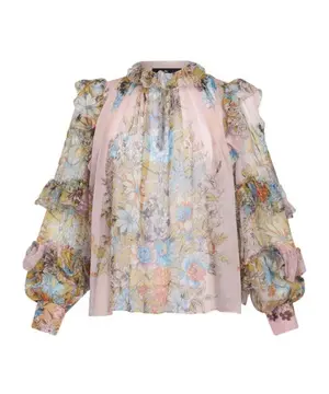 Etro Printed Silk Blouse With Ruching - Nude