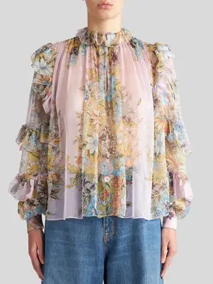 Etro Printed Silk Blouse With Ruching
