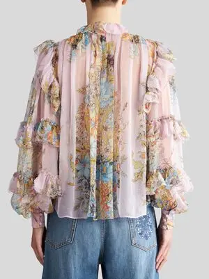 Etro Printed Silk Blouse With Ruching