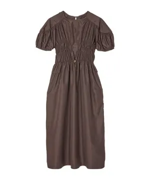 Cecilie Bahnsen Pleated Midi Dress With Drawstring Waist