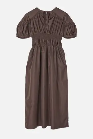 Cecilie Bahnsen Pleated Midi Dress With Drawstring Waist