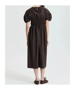 Cecilie Bahnsen Pleated Midi Dress With Drawstring Waist