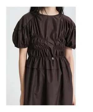 Cecilie Bahnsen Pleated Midi Dress With Drawstring Waist