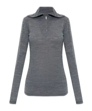 JIL SANDER Half-zip Knit Sweater - Gray