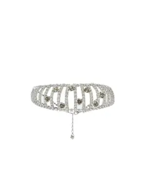 Magda Butrym Floral-appliqué Embellished Choker - Silver