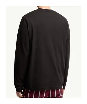 Moncler Tricolor Logo Long Sleeve Cotton T-shirt - Black