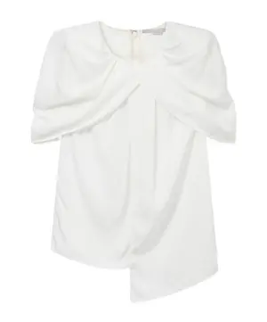Stella McCartney Draped Shoulder Asymmetric Satin Top - White