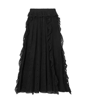 Chloé Open-knit Plissé Maxi Skirt