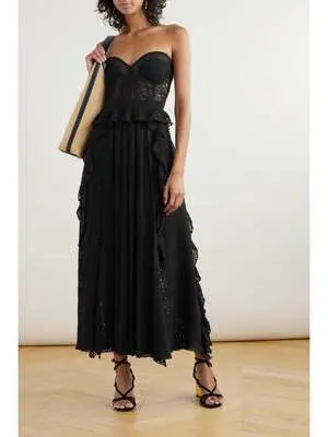 Chloé Open-knit Plissé Maxi Skirt