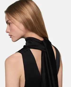 Stella McCartney Sleeveless High Collar Top With Tie Detail - Black