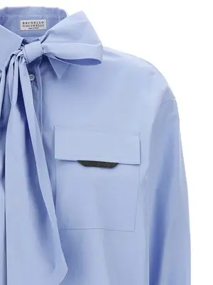 Brunello Cucinelli Long Sleeve Shirt With Bow Detail
