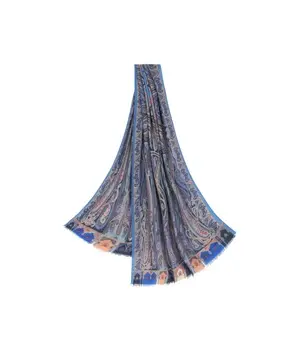 Etro Fringed Paisley Scarf - Gray