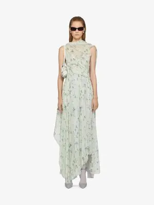 Givenchy Printed Draped Dress In Silk Chiffon With Lavallière