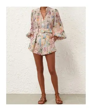 Zimmermann Halliday Tuck High Waisted Shorts