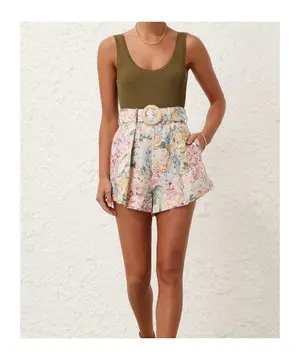Zimmermann Halliday Tuck High Waisted Shorts