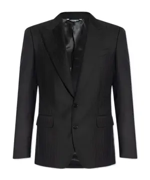 Dolce & Gabbana Dolce Gabbana Herringbone Single-breasted Blazer - Black