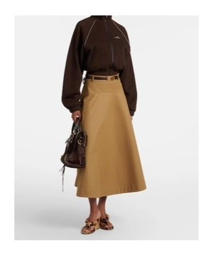 Balenciaga Cotton Twill Midi Skirt