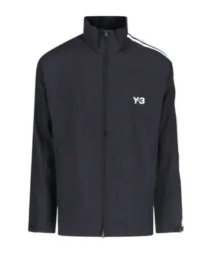 Y3 Logo Printed Zip-up Jacket With Straight Hem