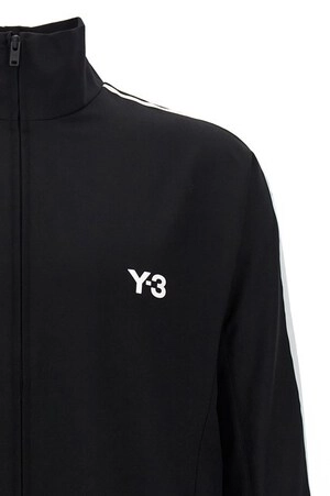 Y3 Logo Printed Zip-up Jacket With Straight Hem - Black