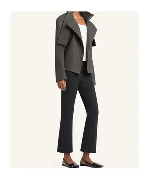 COURREGES Double-breasted Cotton Jacket With Belted Back - Anthracite